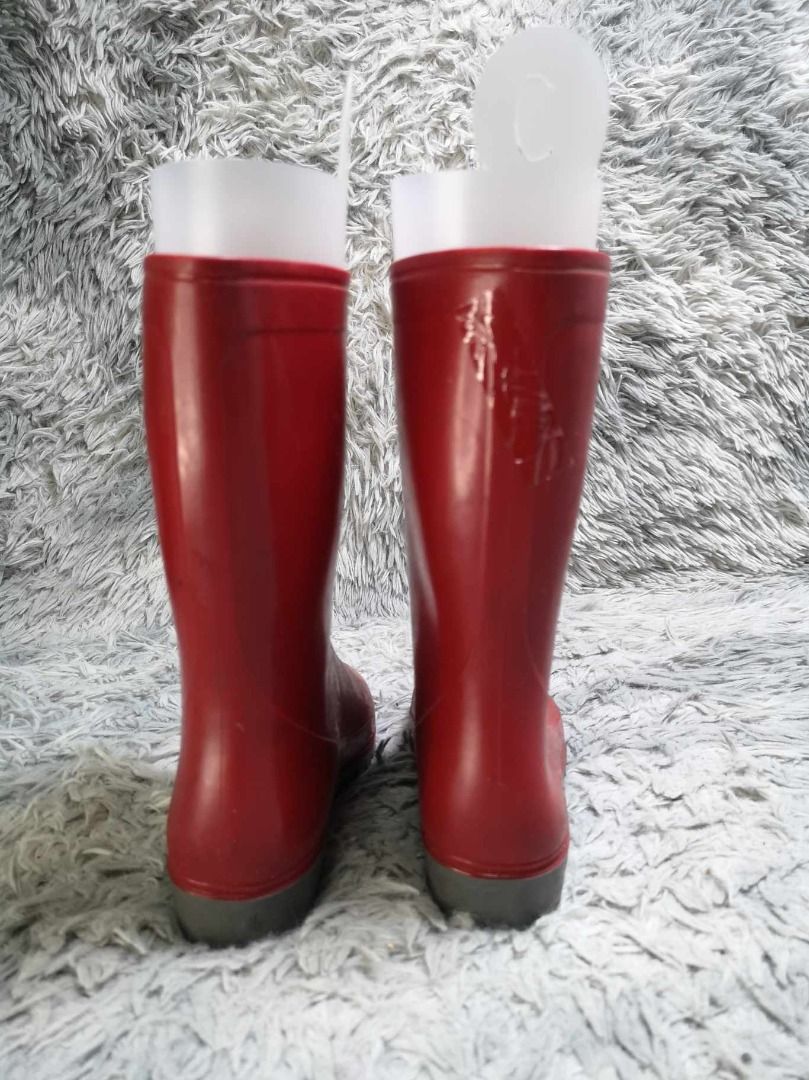 Asahi Red Rain Boots, Women's Fashion, Footwear, Boots on Carousell