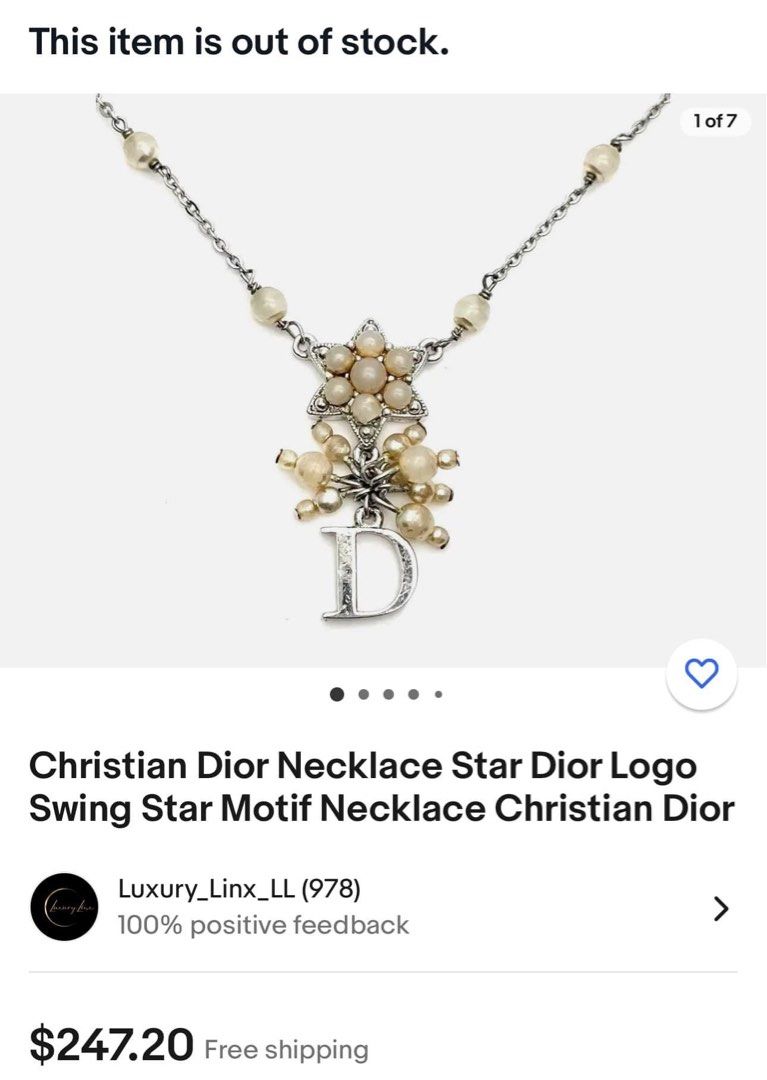 Authentic Christian Dior Star Dior Logo Swing Necklace, Women's Fashion ...