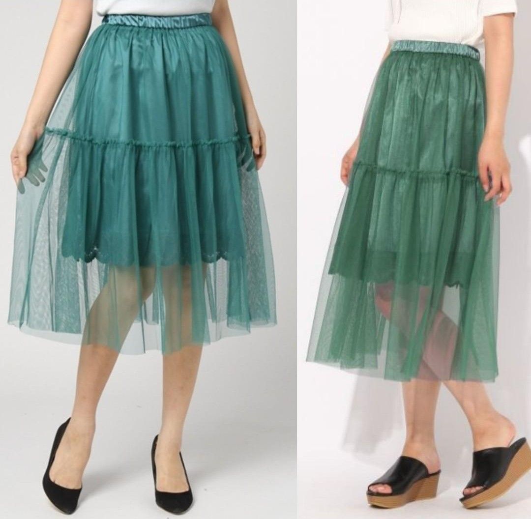 Authentic Lowrys Farm 2way tiered tulle skirt in emerald green, Fesyen ...
