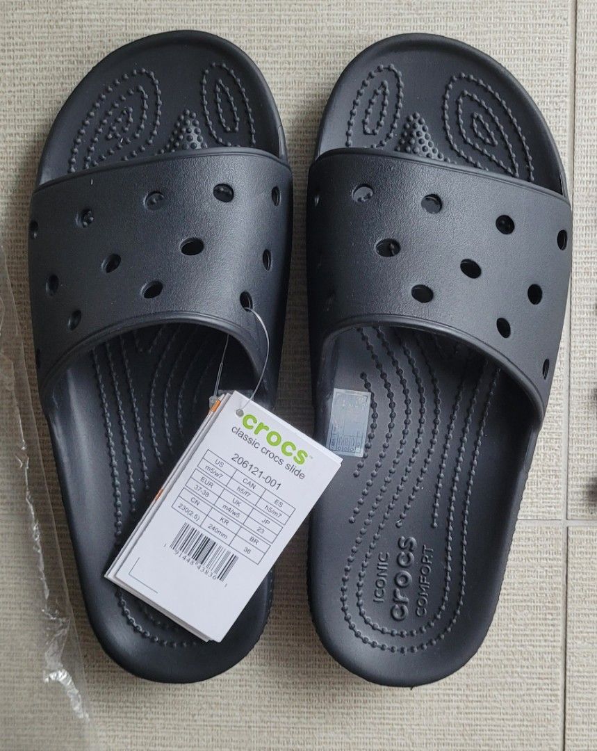 Black Classic Crocs Slide M5W7, Women's Fashion, Footwear, Flipflops ...