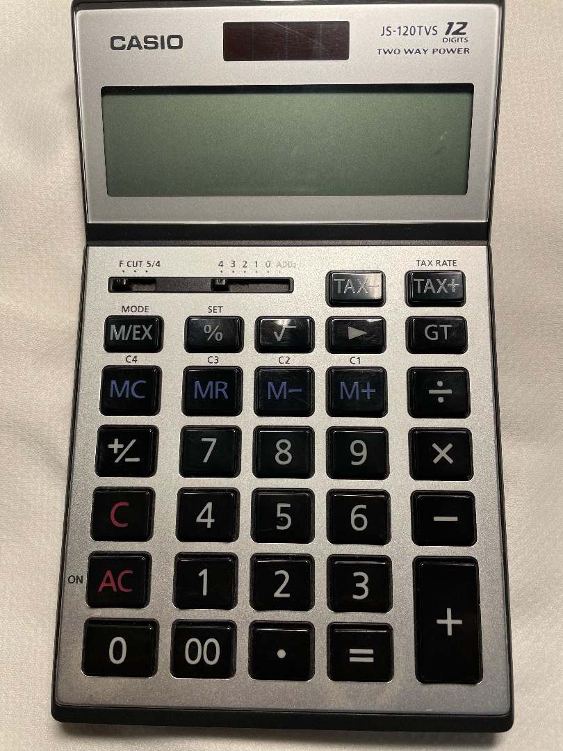CASIO calculator JS-120TVS Solar cell battery, 電腦＆科技, 商務用科技產品 - Carousell