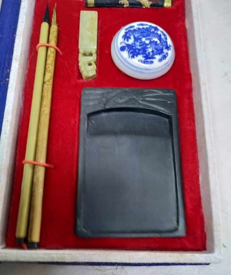 Chinese Ink Stone Set Vintage Suzuri Sumi Grinder Calligraphy Shodo Shuji Tool, Hobbies & Toys ...