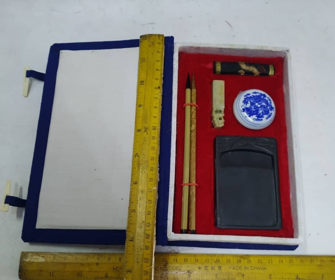 Chinese Ink Stone Set Vintage Suzuri Sumi Grinder Calligraphy Shodo Shuji Tool, Hobbies & Toys ...