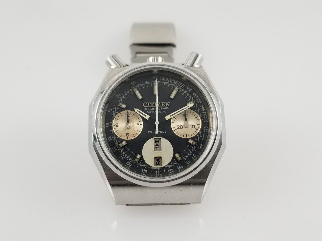 Citizen automatic Chronograph mickey Bullhead octagonal Reversed Panda ...