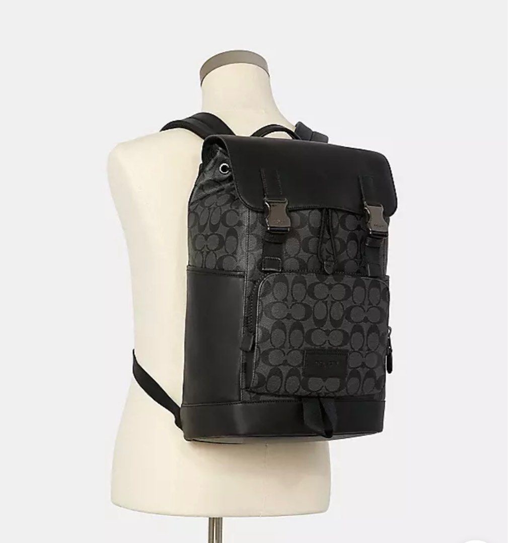 Coach Outlet Track Backpack In Signature Canvas, Men's Fashion, Bags ...