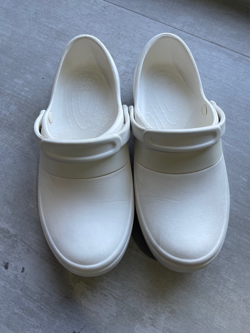 Crocs White Clogs w/o holes, Women's Fashion, Footwear, Slippers and ...