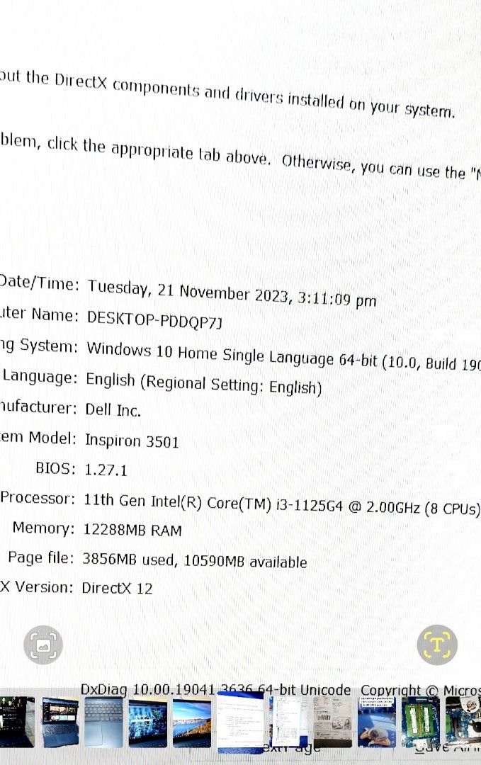 Dell Inspiron Model 3501/ 15.6" Slim-Type Laptop Intel i3-1125G4 11th ...