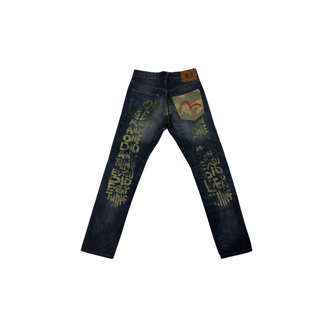 Evisu Denim Iconic Evisu Logo Print on the Back, Men's Fashion, Bottoms ...