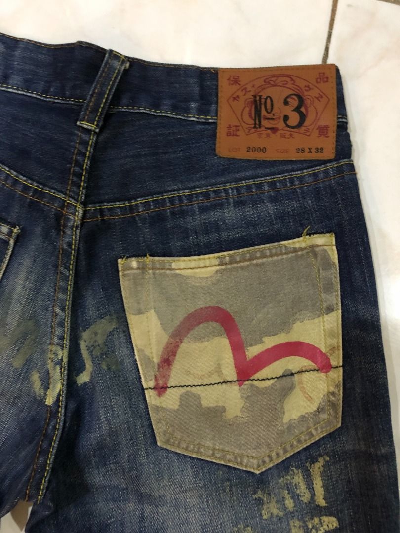 Evisu Denim Iconic Evisu Logo Print on the Back, Men's Fashion, Bottoms ...