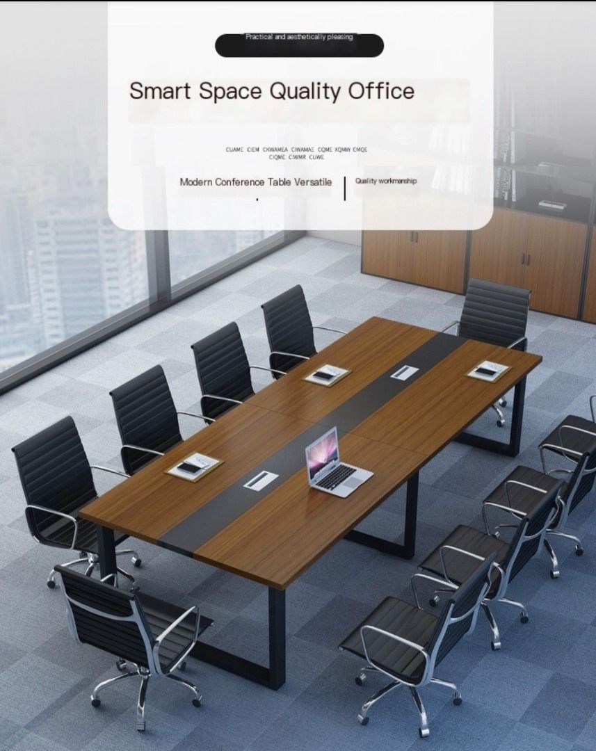 Executive Elegance: Modern Office Conference Table & 10 Chair Set ...