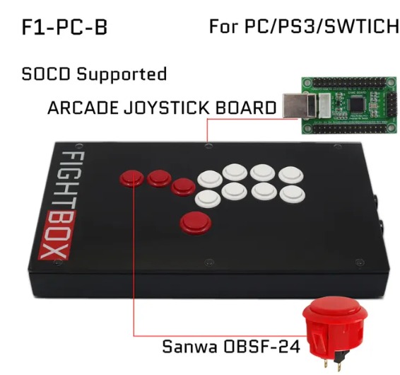 FightBox F1 Arcade (Hitbox Style) Game Controller For PC/PS3/SWITCH ...