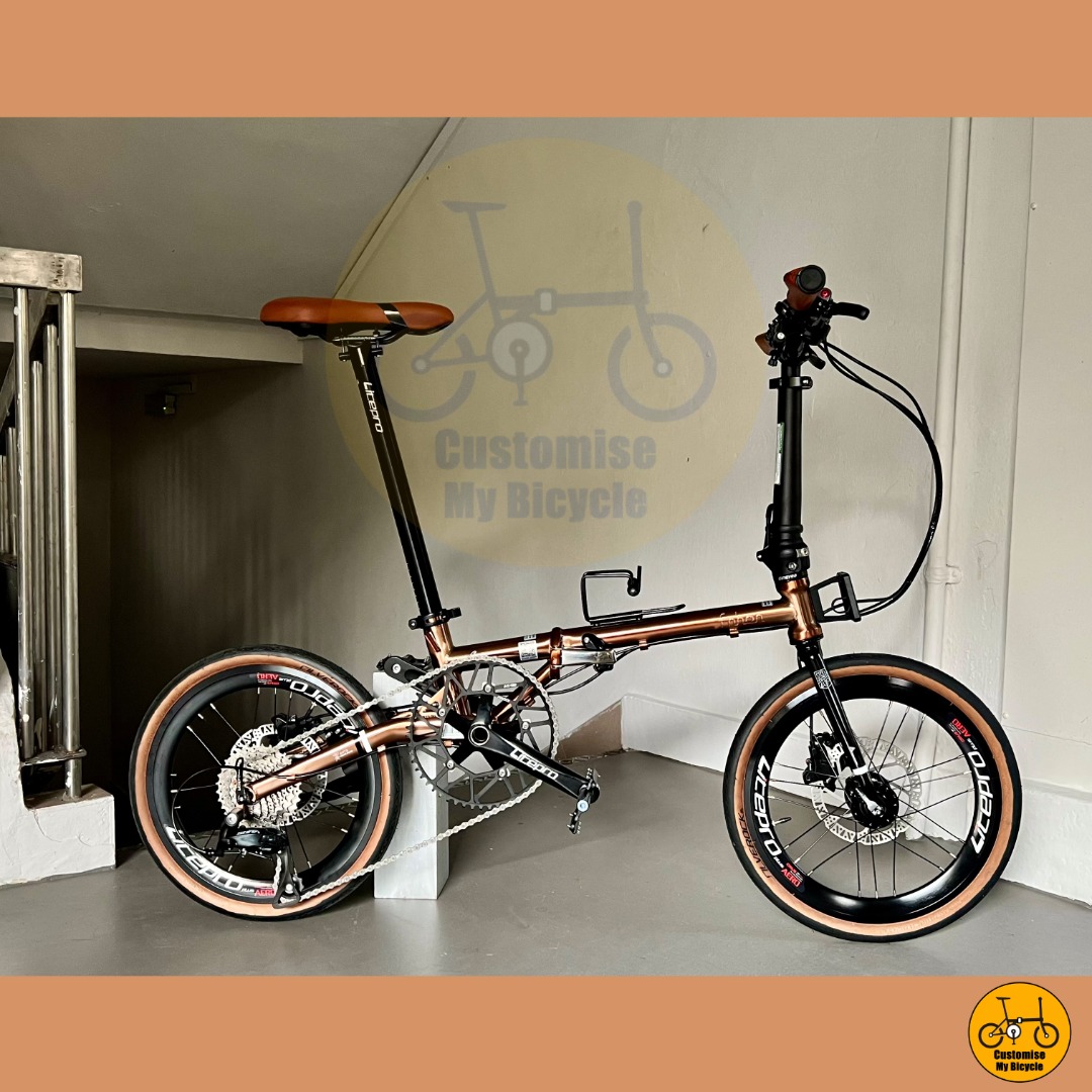 Fnhon Gust 18" • 9 Speeds Shimano • Rose Gold • Foldable Foldie Folding ...