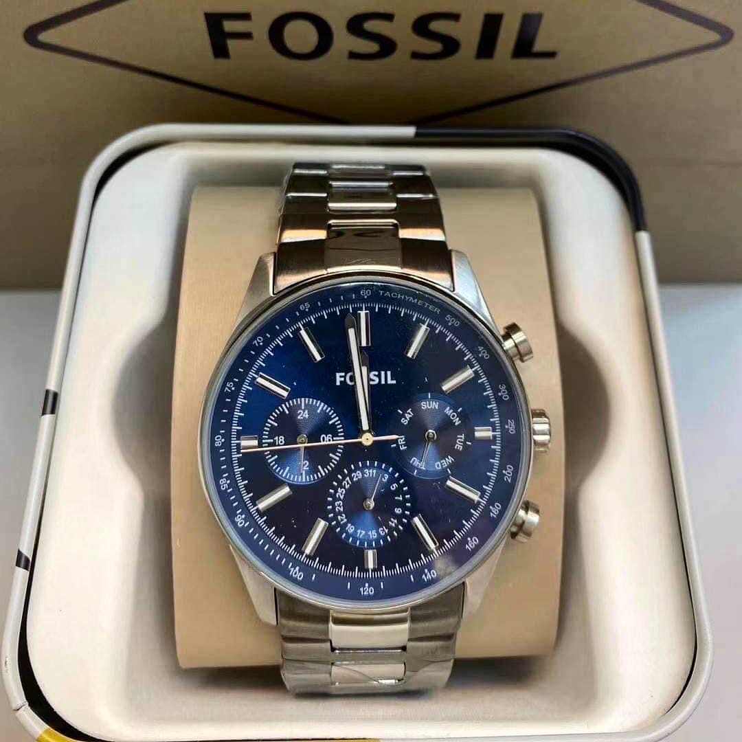 FOSSIL STEEL SILVER BLUE DIAL AUTHENTIC WATCH, Men's Fashion, Watches ...