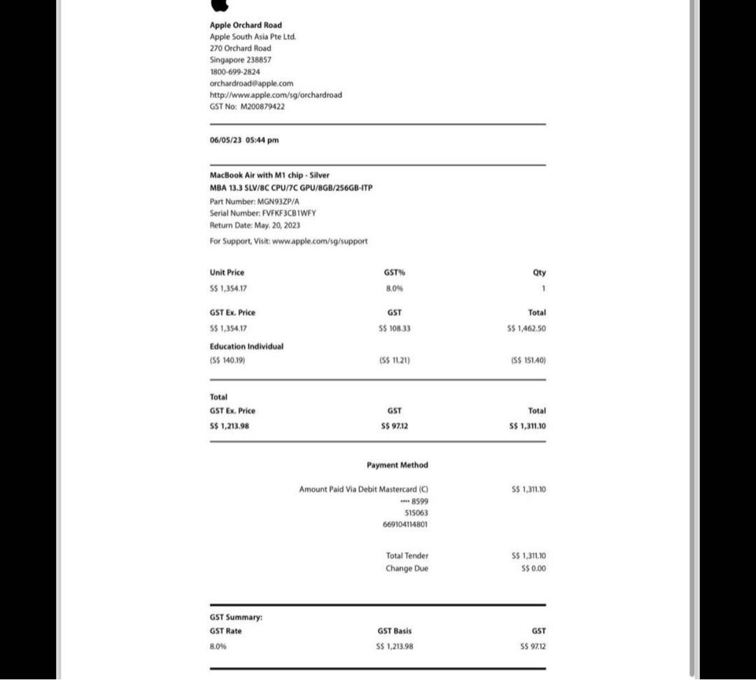 [FREE CASING] Authentic Macbook Air M1 [With Receipt][Magsafe ...