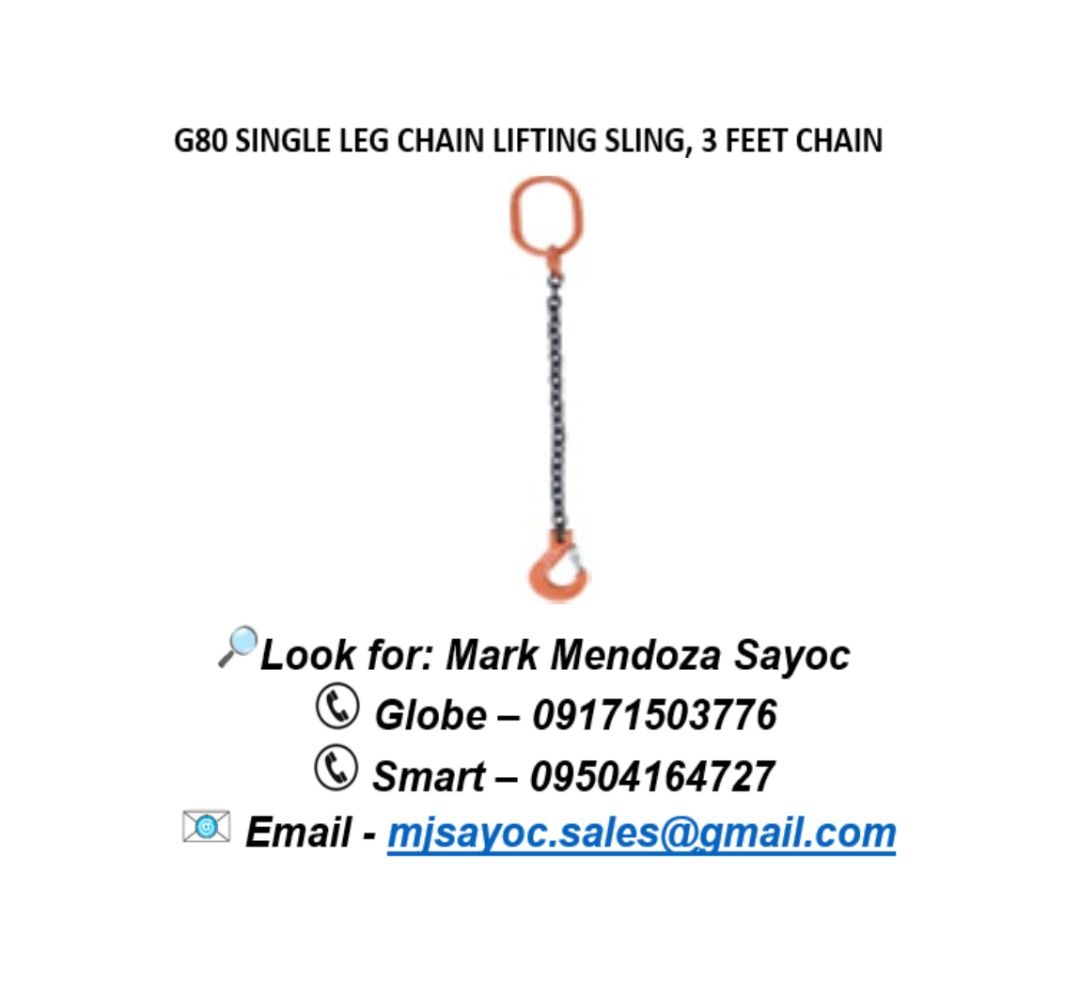G80 SINGLE LEG CHAIN LIFTING SLING, 3 FEET CHAIN, Commercial ...