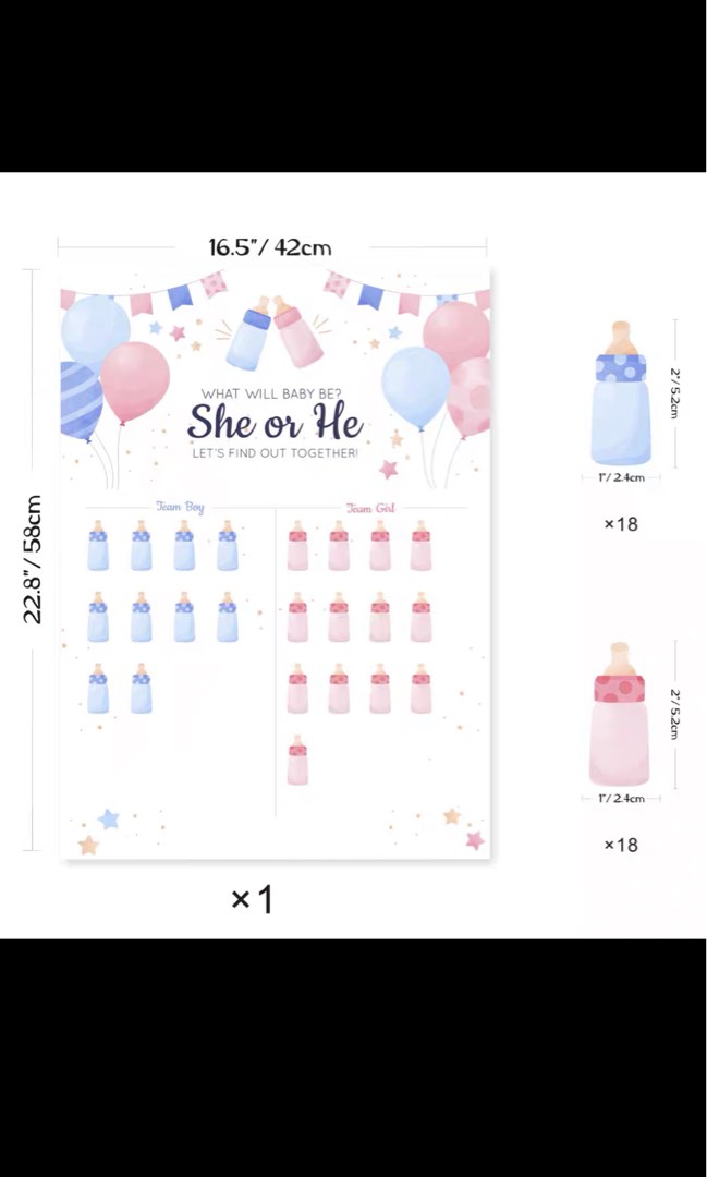 Gender Reveal Prediction Poster with stickers, Hobbies & Toys, Toys ...
