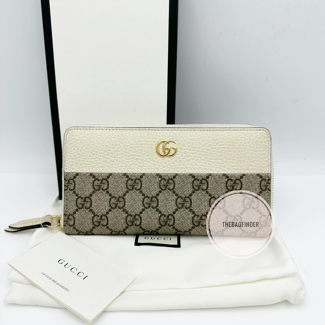 GG White Coated Zip, Luxury, Bags & Wallets on Carousell