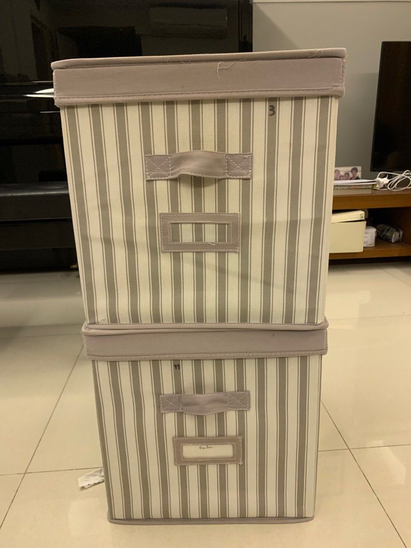 Grey-white stripe storage box for Ikea Kallax, Furniture & Home Living ...