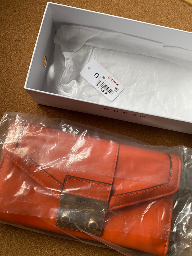 Guess orange wallet with box & price tag, Luxury, Bags & Wallets on ...