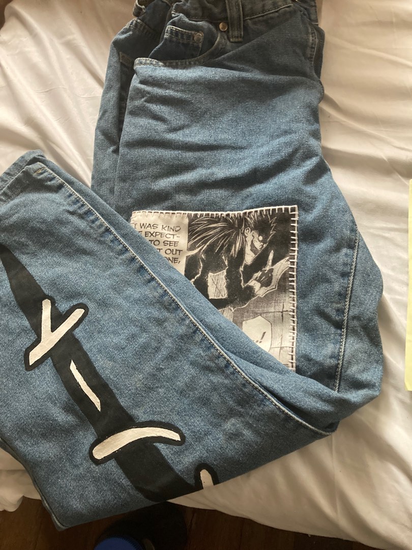 High waist wide leg death note pants, Women's Fashion, Bottoms, Jeans ...