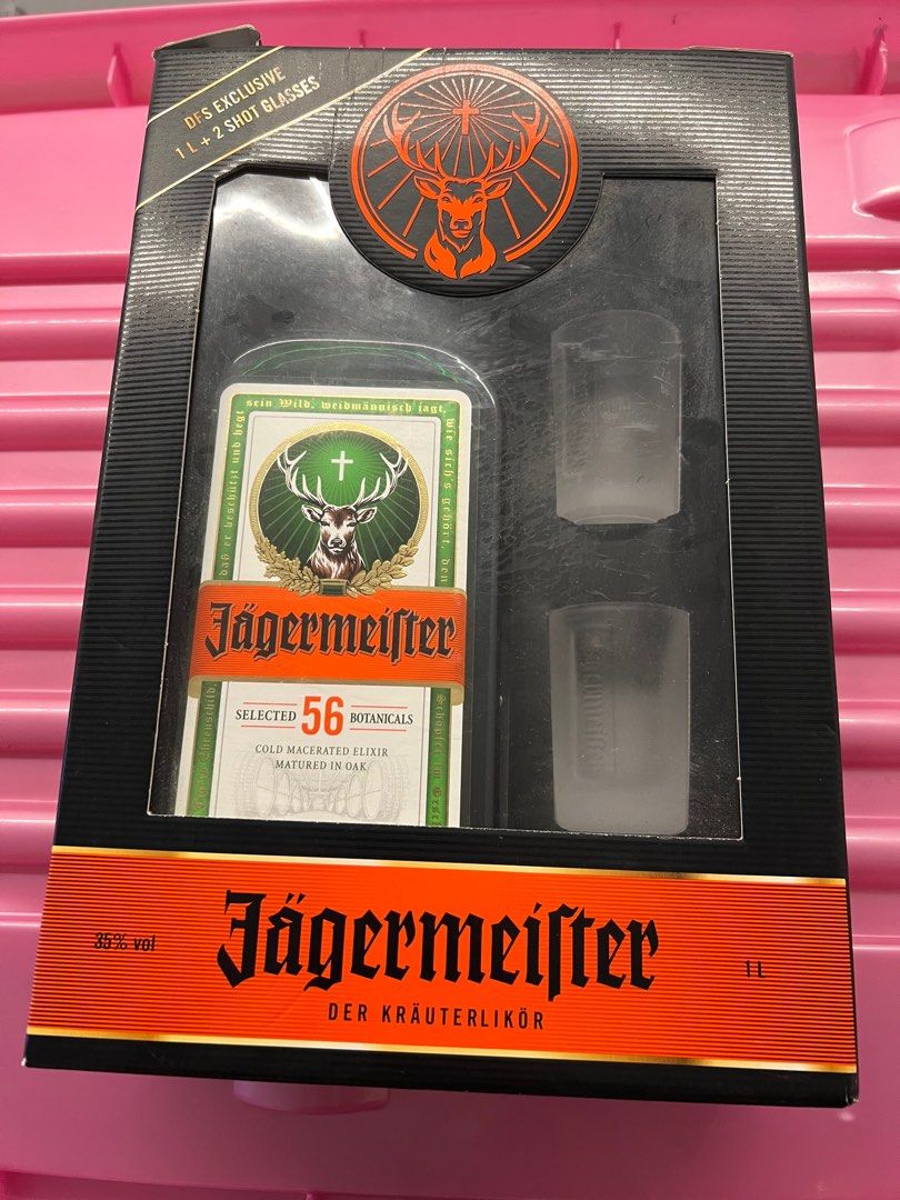 Jagermeister set with two shot glasses, Food & Drinks, Alcoholic ...