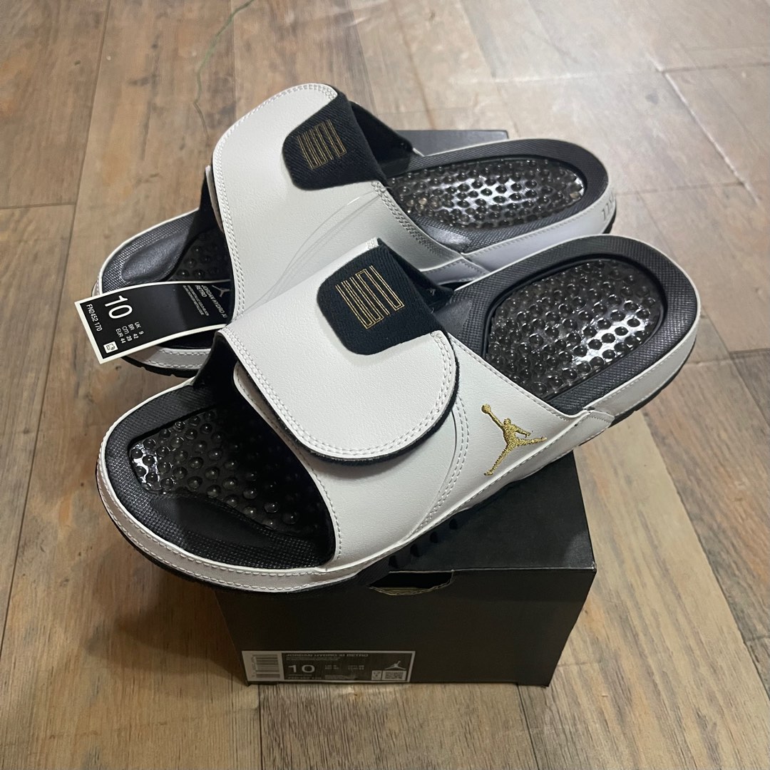 Jordan Hydro 11 ‘White Gold’, Men's Fashion, Footwear, Slippers ...