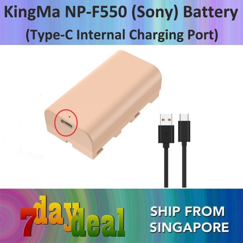 KingMa NP-F550 (2600mAh) Battery with Type-C Internal Charging Port (Field Monitor, LED Light ...