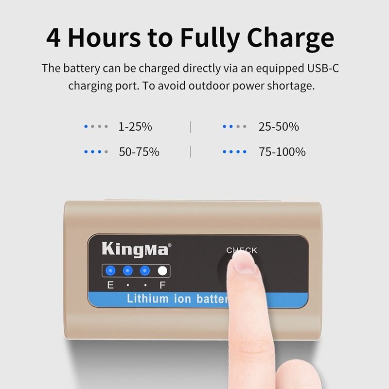 KingMa NP-F970 (7800mAh) Battery with Type-C Internal Charging Port ...