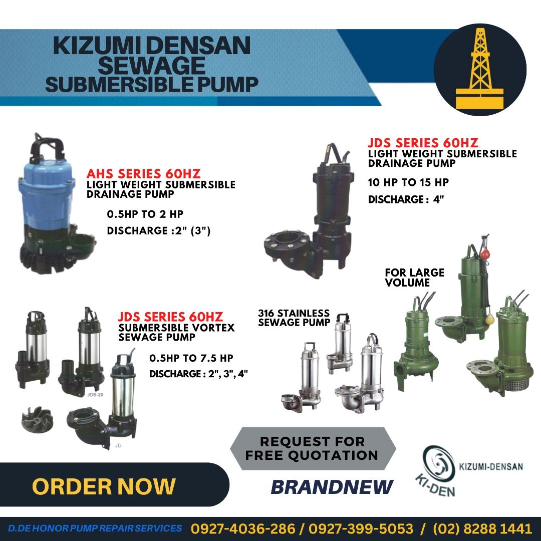 KIZUMI DENSAN SEWAGE SUBMERSIBLE PUMP, Commercial & Industrial, Industrial Equipment on Carousell