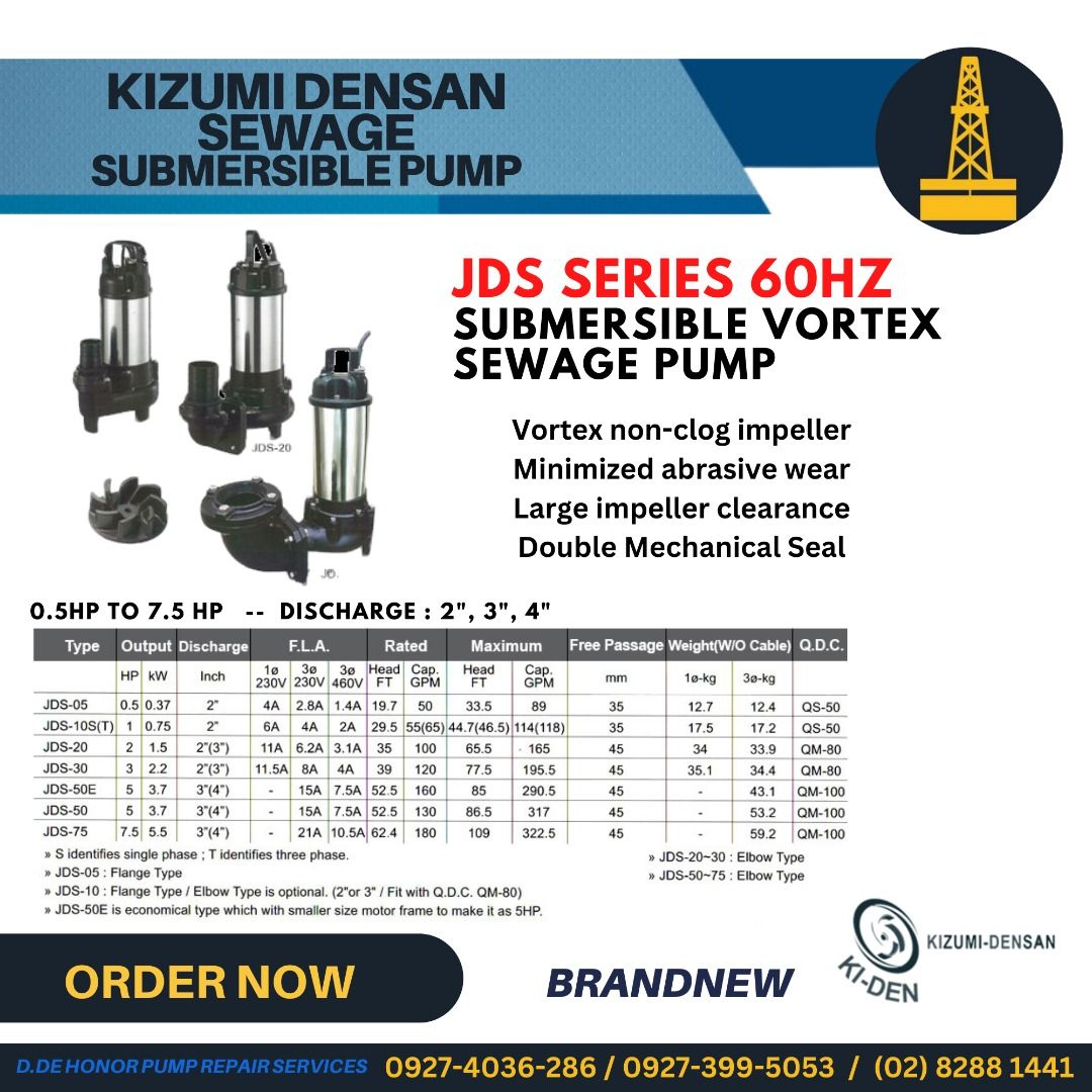 KIZUMI DENSAN SEWAGE SUBMERSIBLE PUMP, Commercial & Industrial, Industrial Equipment on Carousell