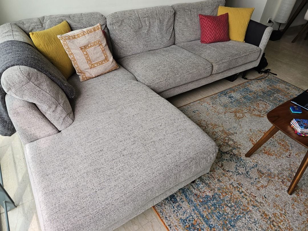 L Shaped Fabric Sofa (Courts Farrah model), Furniture & Home Living ...