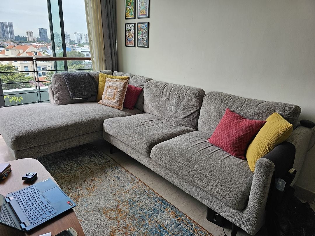 L Shaped Fabric Sofa (Courts Farrah model), Furniture & Home Living ...