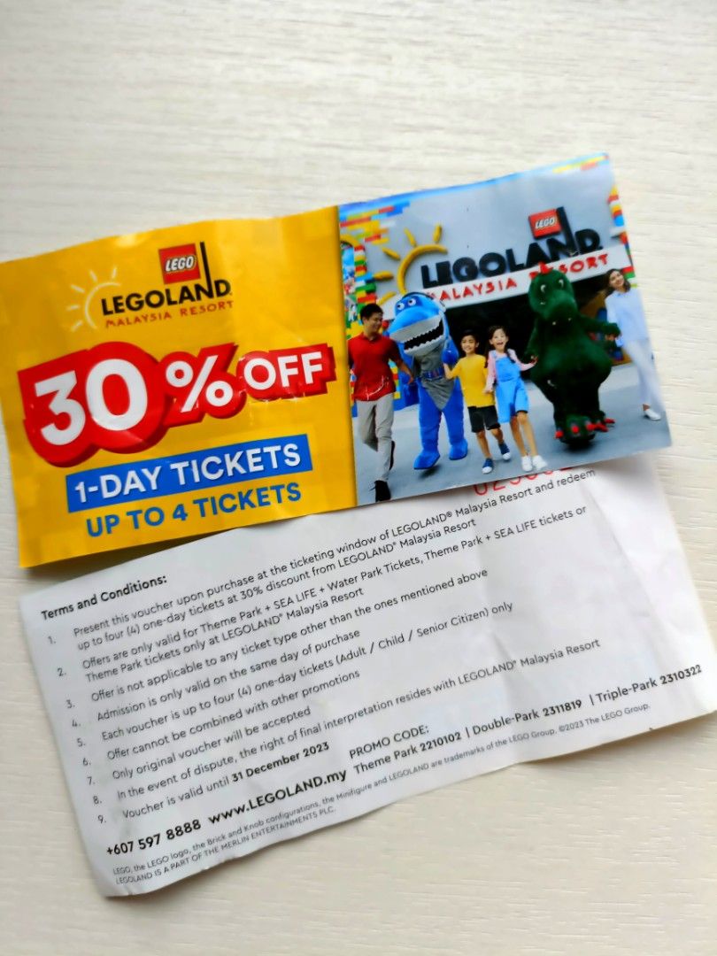 Malaysia Legoland Ticket 30% off (max up to 4 paxes), Hobbies & Toys ...