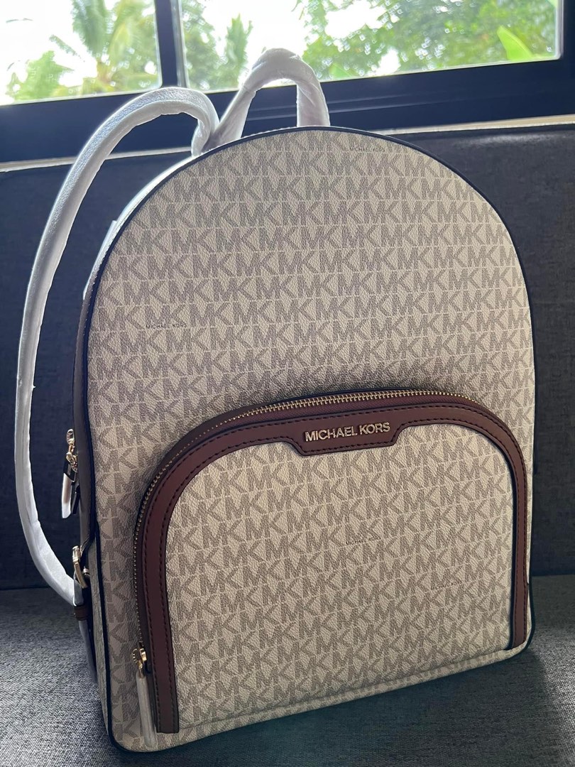 MK Jaycee Large Zip Pocket Backpack Vanilla, Women's Fashion, Bags ...
