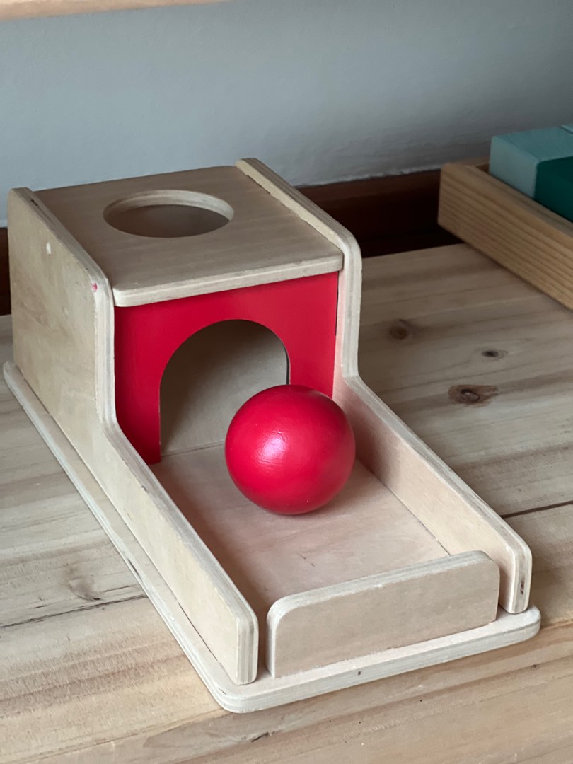 Montessori object permanence box ball, Babies & Kids, Infant Playtime ...