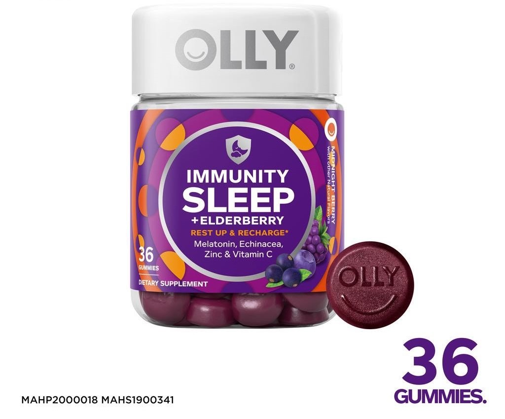 OLLY Immunity Sleep Gummy Supplements with Vitamin C, Zinc, Melatonin ...