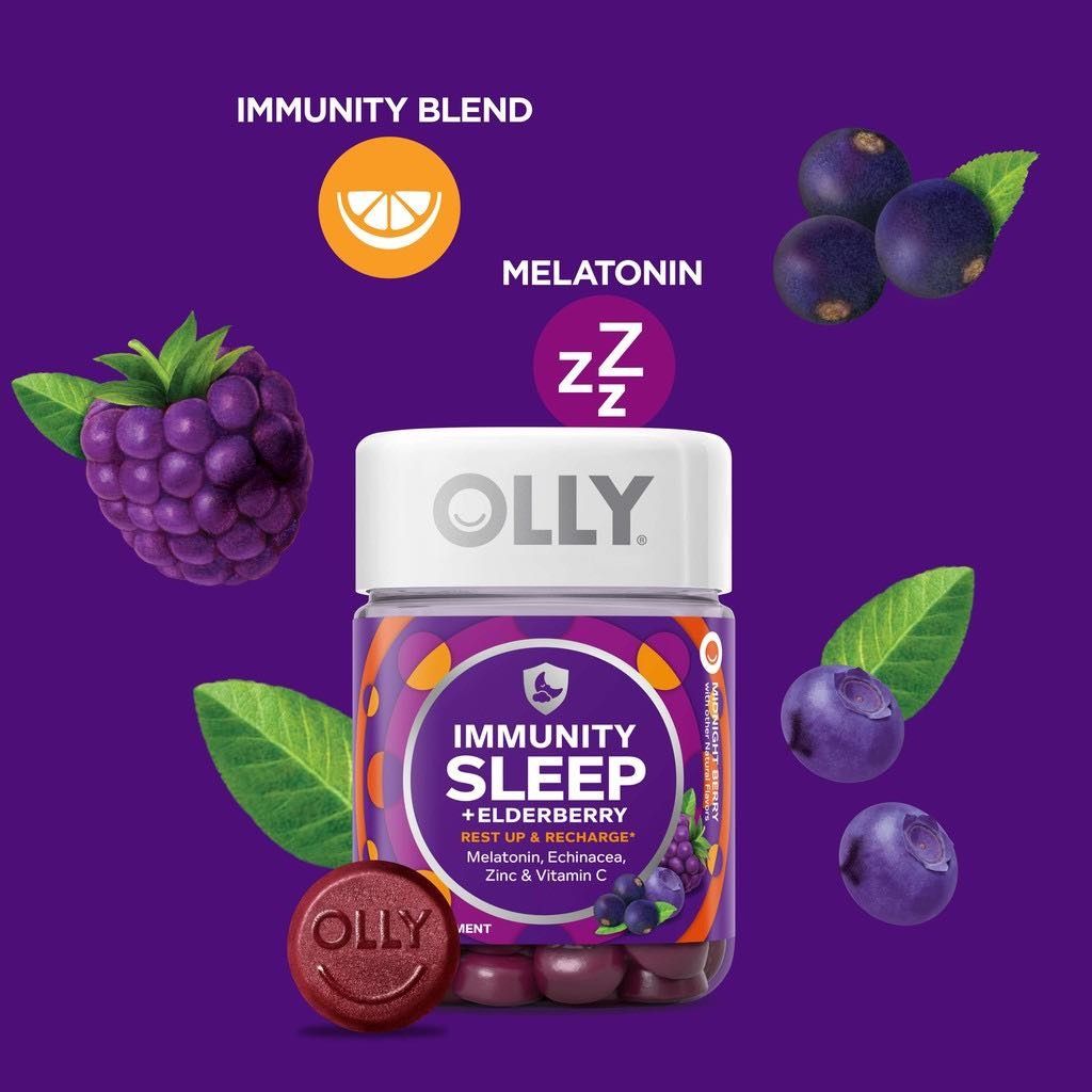 OLLY Immunity Sleep Gummy Supplements with Vitamin C, Zinc, Melatonin ...