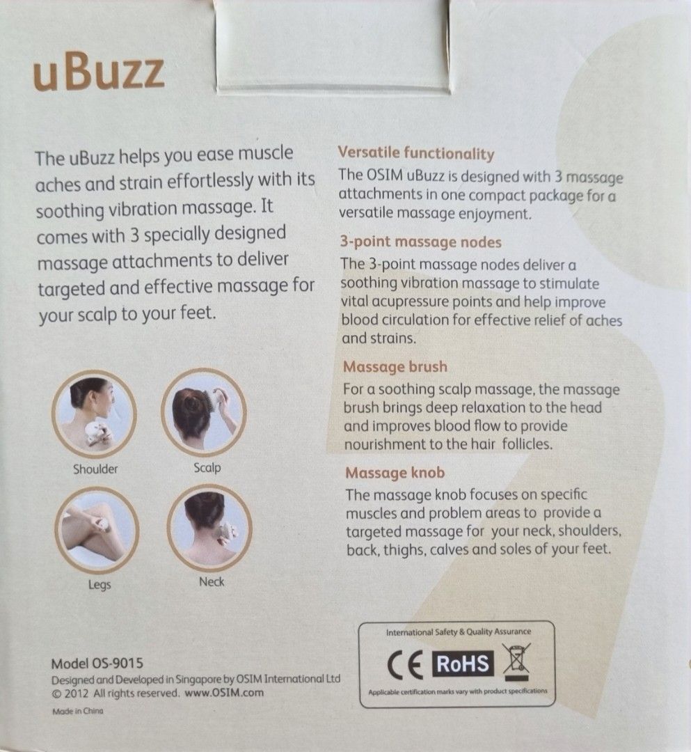 OSIM UBuzz Handheld Massager, Beauty & Personal Care, Bath & Body, Body ...