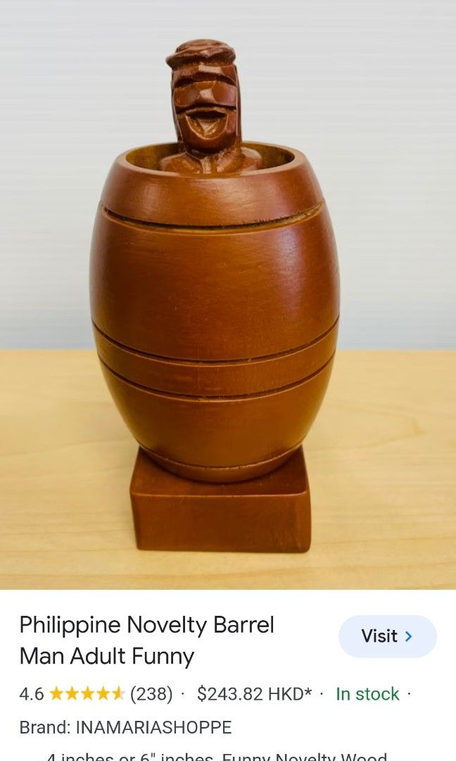 Philippine Novelty Barrel Man Adult Funny Wood, Furniture & Home Living, Home Decor, Other Home ...