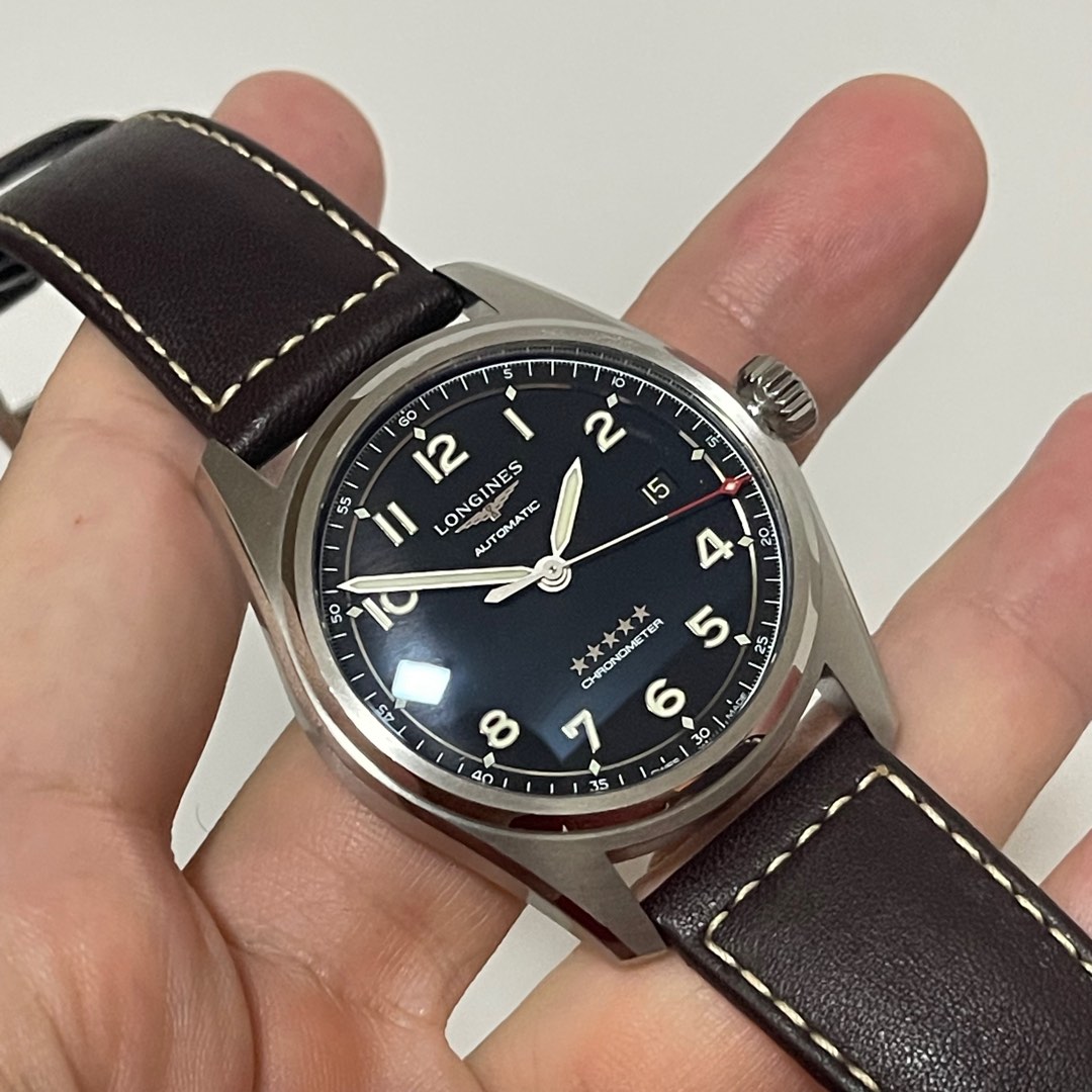 Pristine Longines Spirit Black Leather, Luxury, Watches on Carousell