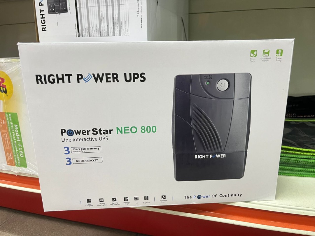 RIGHT POWER POWERSTAR NEO 800 800VA WITH 3 UK SOCKET LINE INTERACTIVE ...