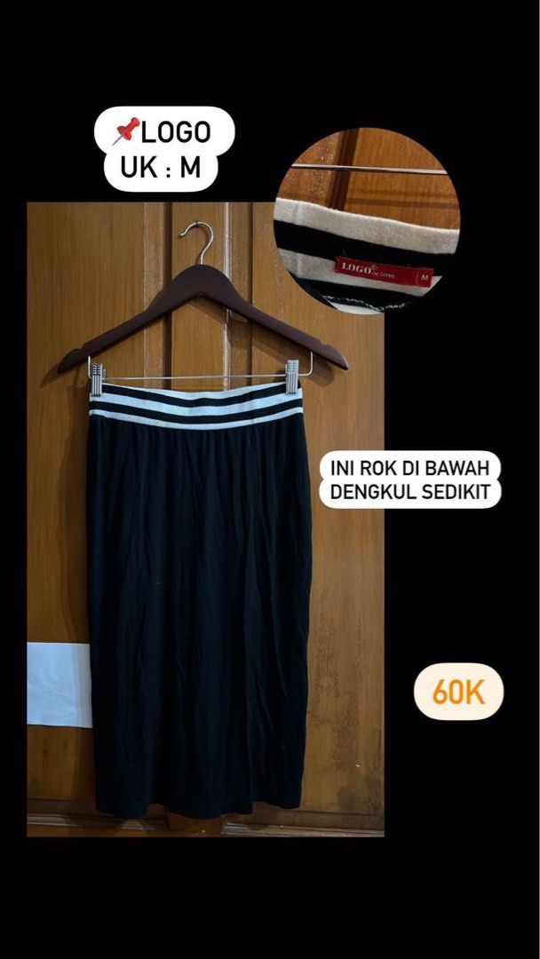 ROK LOGO UKURAN M, Fesyen Wanita, Muslim Fashion, Lainnya di Carousell