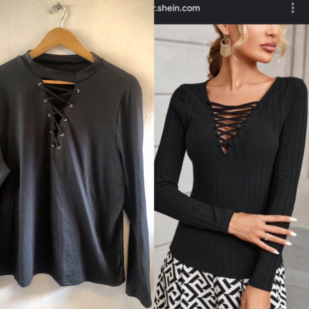 Shein cut tags lace up top, Women's Fashion, Tops, Blouses on Carousell