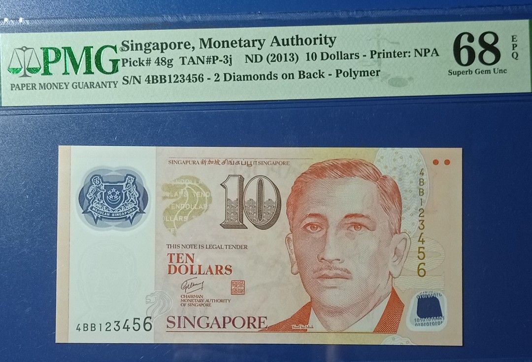 Singapore $10 Ship series Ascending/Decending Ladder Serial Number UNC ...