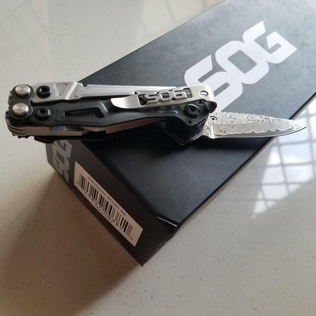 SOG Reactor Damascus VG10 multitool knife zt powerpint powerassist ...