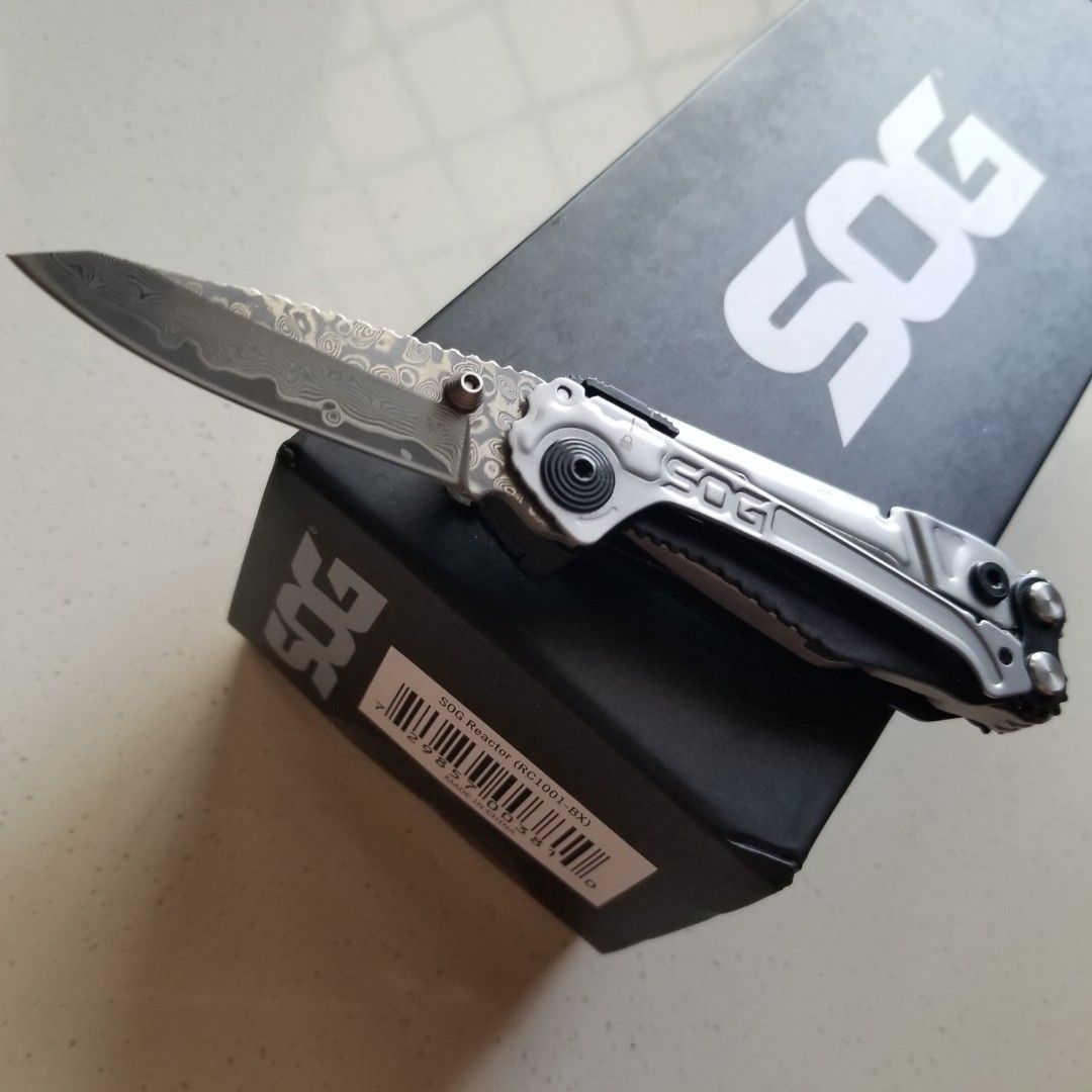 SOG Reactor Damascus VG10 multitool knife zt powerpint powerassist leatherman wave charge, Olah ...