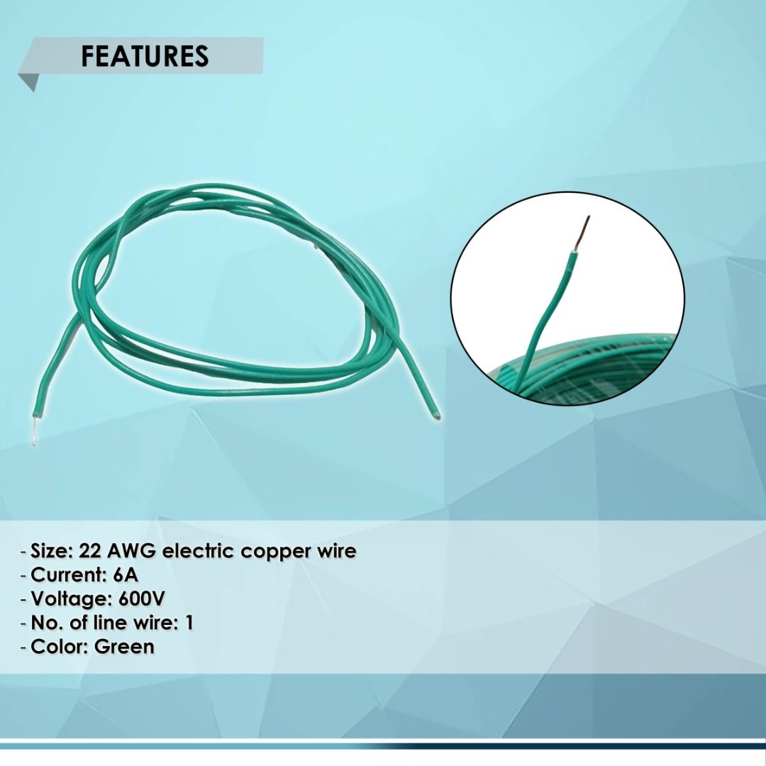 SOLID WIRE 22 AWG GREEN, ELECTRIC COPPER CABLE, BEST FOR LED / AUDIO ...