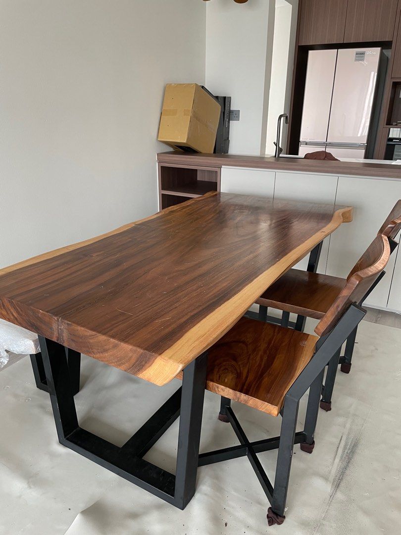 Suar solid wood dining table, Furniture & Home Living, Furniture, Tables & Sets on Carousell
