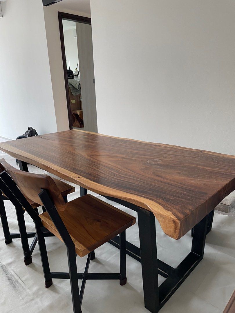 Suar solid wood dining table, Furniture & Home Living, Furniture, Tables & Sets on Carousell
