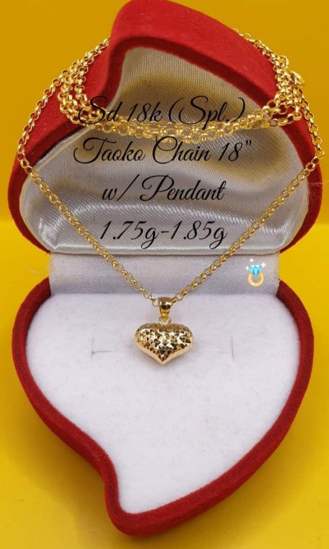 Tauco Chain with Pendant in Saudi Gold 18 K , Women's Fashion, Jewelry ...